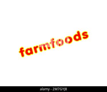 Farmfoods, rotated logo, white background B Stock Photo - Alamy