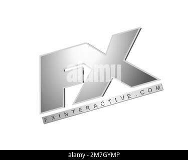 FX Interactive, rotated logo, white background B Stock Photo - Alamy