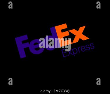 FedEx Express, rotated, black background, logo, brand name Stock Photo ...