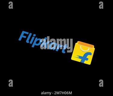 Flipkart, rotated logo, black background Stock Photo - Alamy