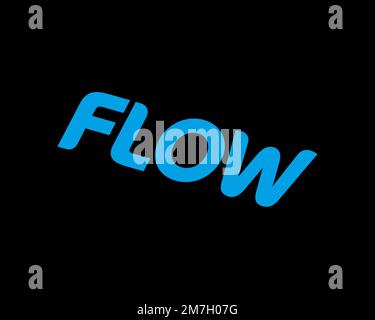 Flow brand, rotated logo, black background Stock Photo - Alamy
