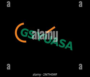 GS Yuasa, rotated logo, black background Stock Photo - Alamy