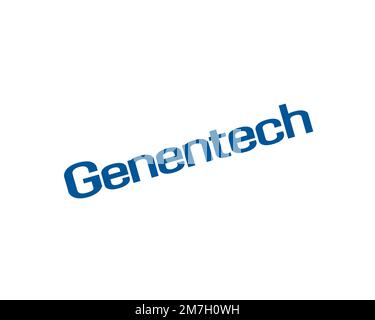 Genentech, rotated, white background, logo, brand name Stock Photo - Alamy