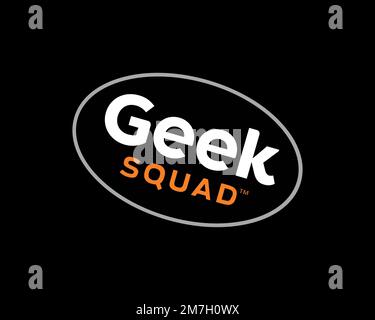 Geek Squad, Rotated Logo, Black Background Stock Photo - Alamy