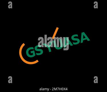 GS Yuasa, rotated logo, black background B Stock Photo - Alamy
