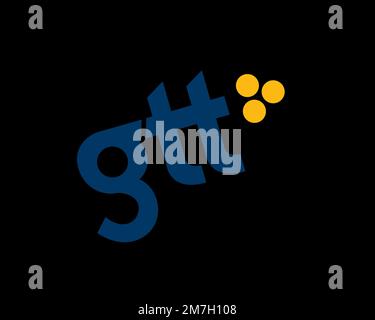 GTT Communications, rotated logo, black background B Stock Photo - Alamy