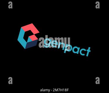 Genpact, rotated logo, black background Stock Photo - Alamy