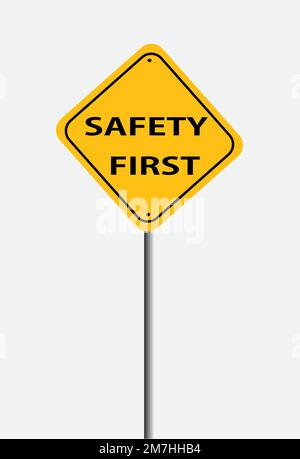 safety first text on yellow square logo icon vector for your web design ...