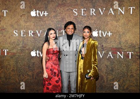 M. Night Shyamalan, (c), and daughters Saleka Shyamalan, (l), and ...