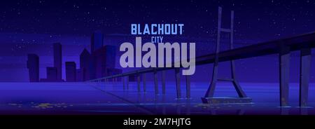 Blackout in big city, cityscape during power outage. Cartoon vector ...