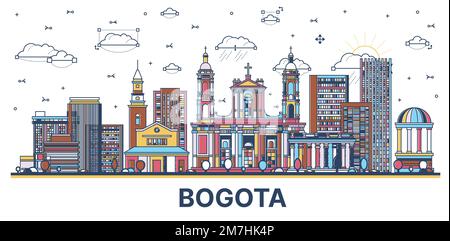 Bogota Colombia City Skyline with Color Buildings Isolated on White ...