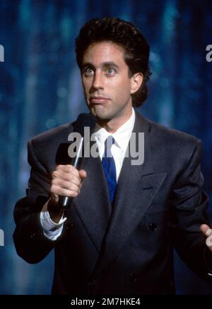 Jerry Seinfeld performing on a TV show in 1988 Credit: Ron Wolfson ...