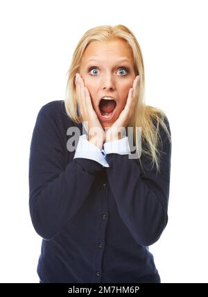 Expressing herself. Studio shot of an attractive young blonde woman ...