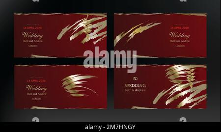 Tropical gold heliconia plants on dark red vintage background vector ...