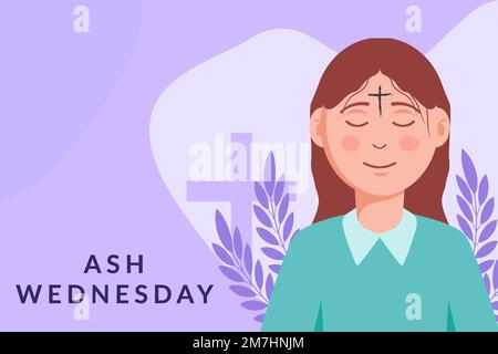 Ash Wednesday poster, flat vector modern illustration Stock Vector ...