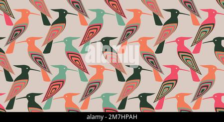 Birds seamless pattern vector. Upupa epops bird graphics design ...