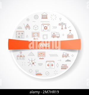 wms warehouse management concept with icon set with big word or text on ...