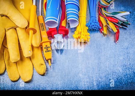 Composition of electrical objects on metallic background electricity ...