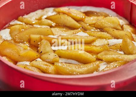 Pear pie in silicone mold after baking in the oven Stock Photo - Alamy