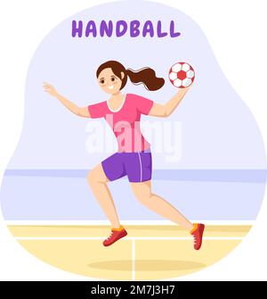 Handball Illustration of a Player Touching the Ball with His Hand and ...
