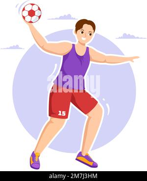 Handball Illustration of a Player Touching the Ball with His Hand and ...