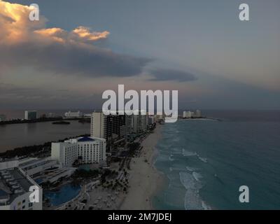 An aerial view of cityscape Miami surrounded by buildings and water ...
