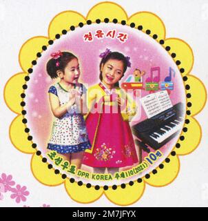 2021 North Korea stamp series. National Musical Instruments.changgo ...