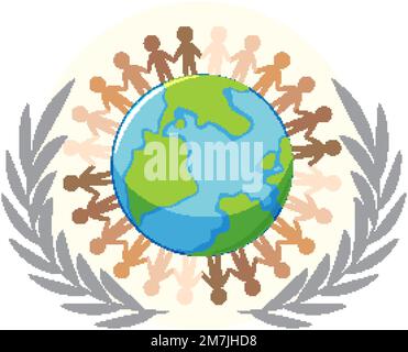 Human icons around earth globe illustration Stock Vector Image & Art ...