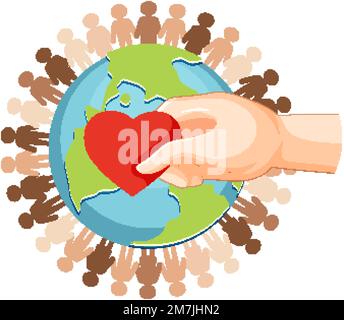Human icon surrounding earth globe illustration Stock Vector Image ...