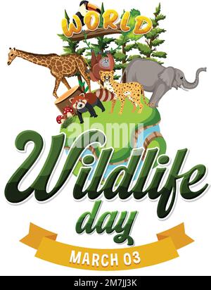 March 3, World Wildlife Day Logo Design Template. Vector Illustration ...