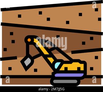 open pit mine steel production line icon vector illustration Stock ...