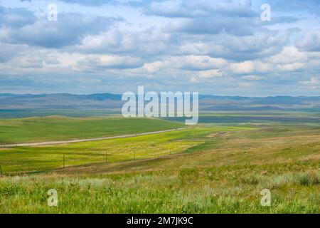 Bald Mountain in the Buryat Republic of Russia. Green hills against a ...