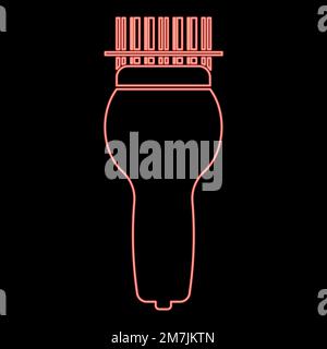 Neon scanning barcode with hand scanner red color vector illustration ...