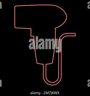 Neon hand scanner barcode held red color vector illustration image flat ...