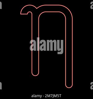 Neon eta greek symbol small letter lowercase font red color vector ...