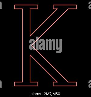 Neon kappa greek symbol capital letter uppercase font red color vector ...