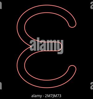 Neon epsilon greek symbol small letter lowercase font red color vector ...