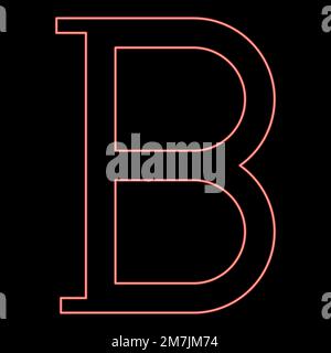 Neon beta greek symbol capital letter uppercase font red color vector ...