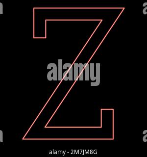 Neon zeta greek symbol capital letter uppercase font red color vector ...