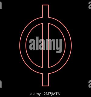 Neon phi greek symbol small letter lowercase font red color vector ...