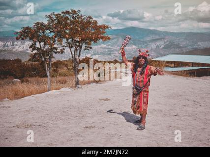 Representation of Inca warrior dressed and with battle, preHispanic ...