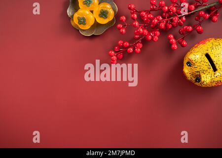 Design concept of Cinese lunar new year background with red plum flower ...
