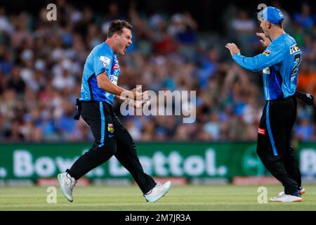 Ben Manenti of the Strikers celebrates a wicket during the Big Bash ...
