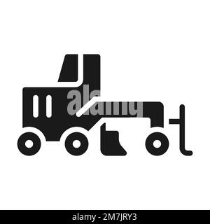 motor grader icon, black vector sign with editable strokes, concept ...
