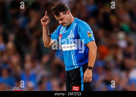 Ben Manenti of the Strikers celebrates a wicket during the Big Bash ...