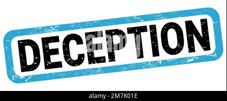 DECEPTION, text written on blue-black grungy postal stamp Stock Photo ...