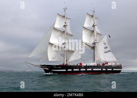 British Sea Cadet brig Royalist, Weymouth bay Stock Photo - Alamy