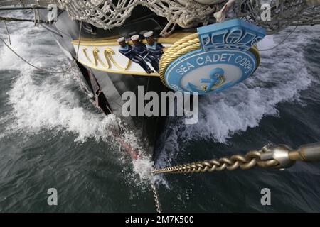 bow of British Sea Cadet brig Royalist, Weymouth bay Stock Photo - Alamy