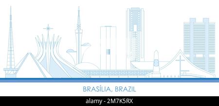 Outline Skyline Panorama of city of Brasilia, Brazil - vector ...