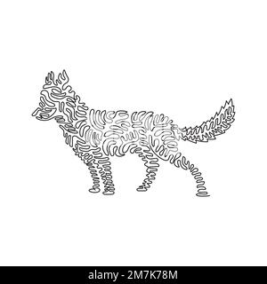 Fox in line art and abstract icon. Fox wall art decoration design ...